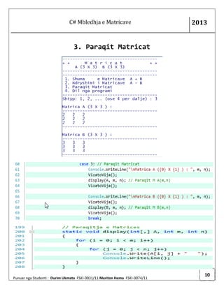 Mbledhja e matricave c# | PDF