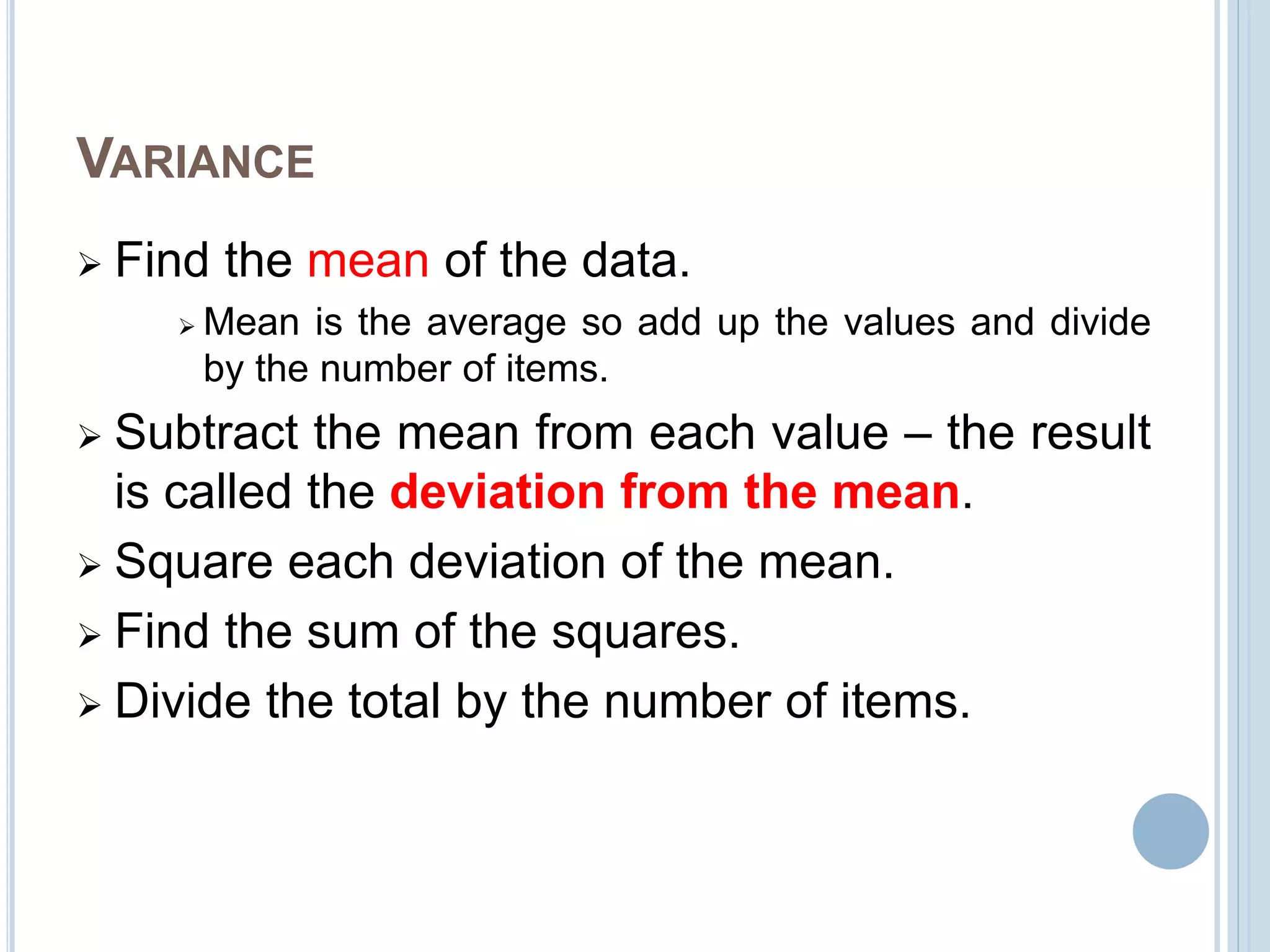 Variance and standard deviation | PPTX