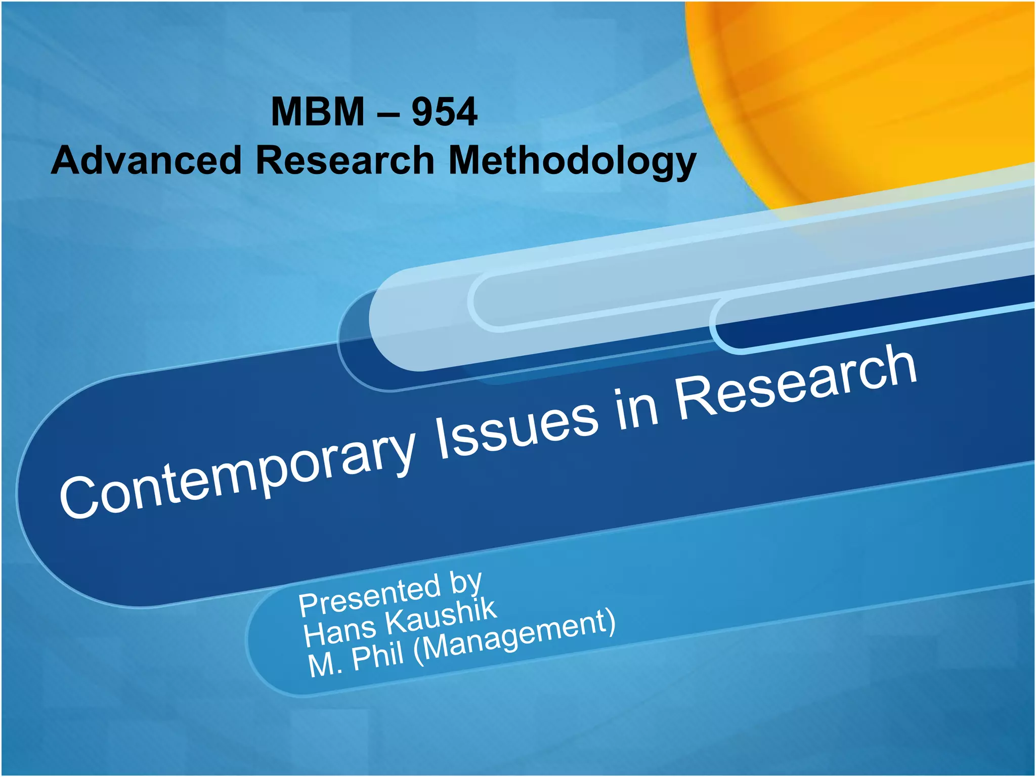 Contemporary issues in research | PPTX