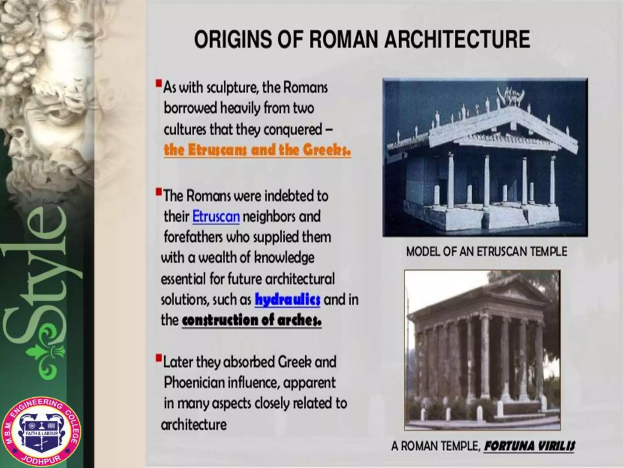 Mbm engg college jodhpur roman architecture | PPT