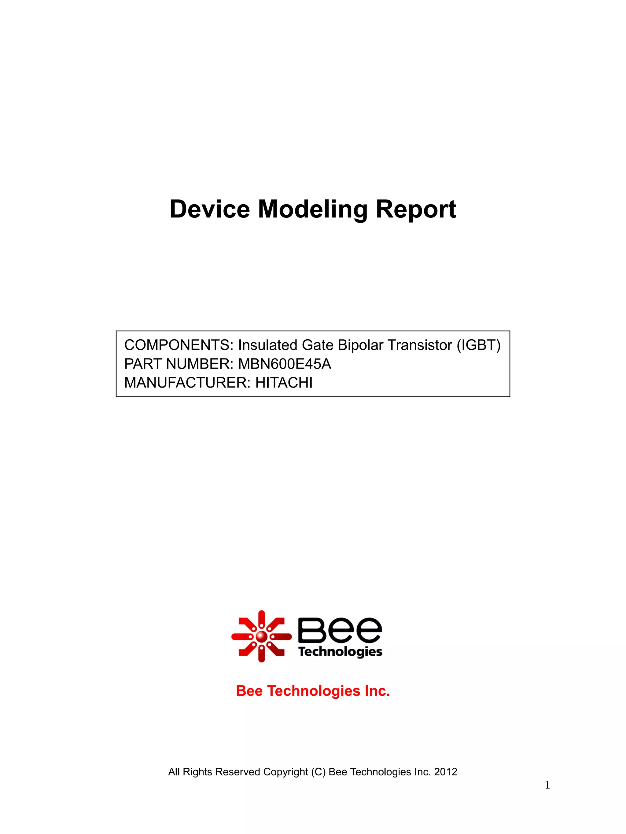 MBN600E45A LTspice Model (Free SPICE Model) | PDF