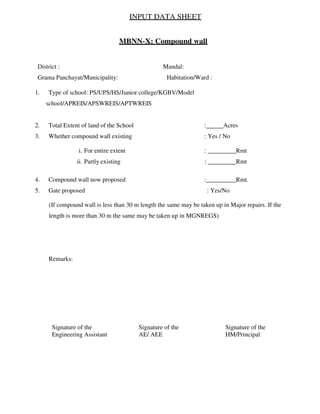 Mbnn input data sheets | PDF