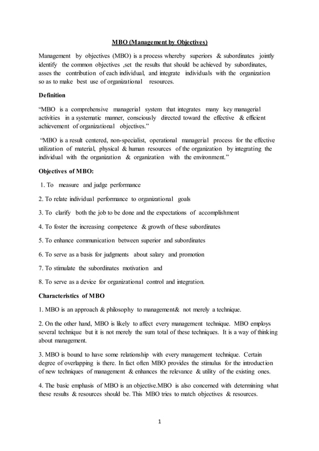 MBO- Management In Objective Word File | PDF