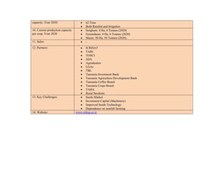 Mbozi group LTD Profile and work-plan 2020-2021 | PDF