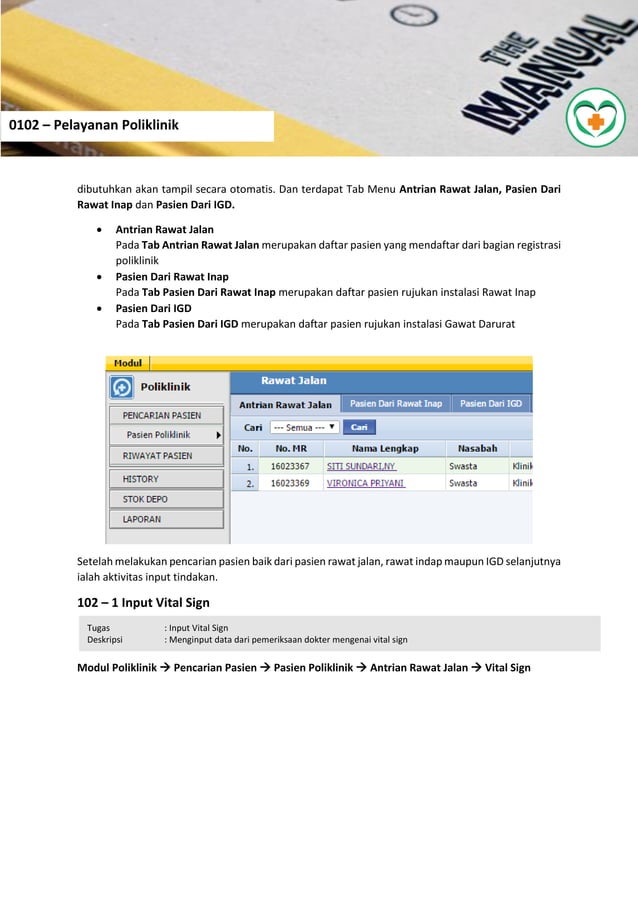 Manual Book PBRS0102 Pelayanan Poliklinik | PDF