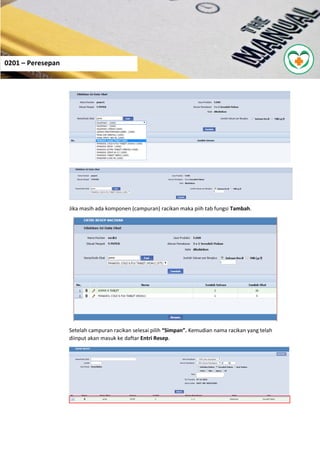 Manual Book PBRS0201 Peresepan | PDF