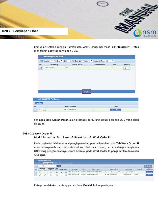 Manual Book PBRS0203 Penyiapan Obat | PDF