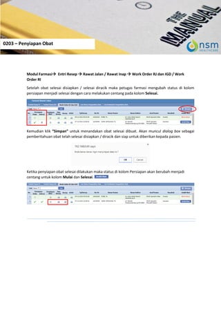 Manual Book PBRS0203 Penyiapan Obat | PDF