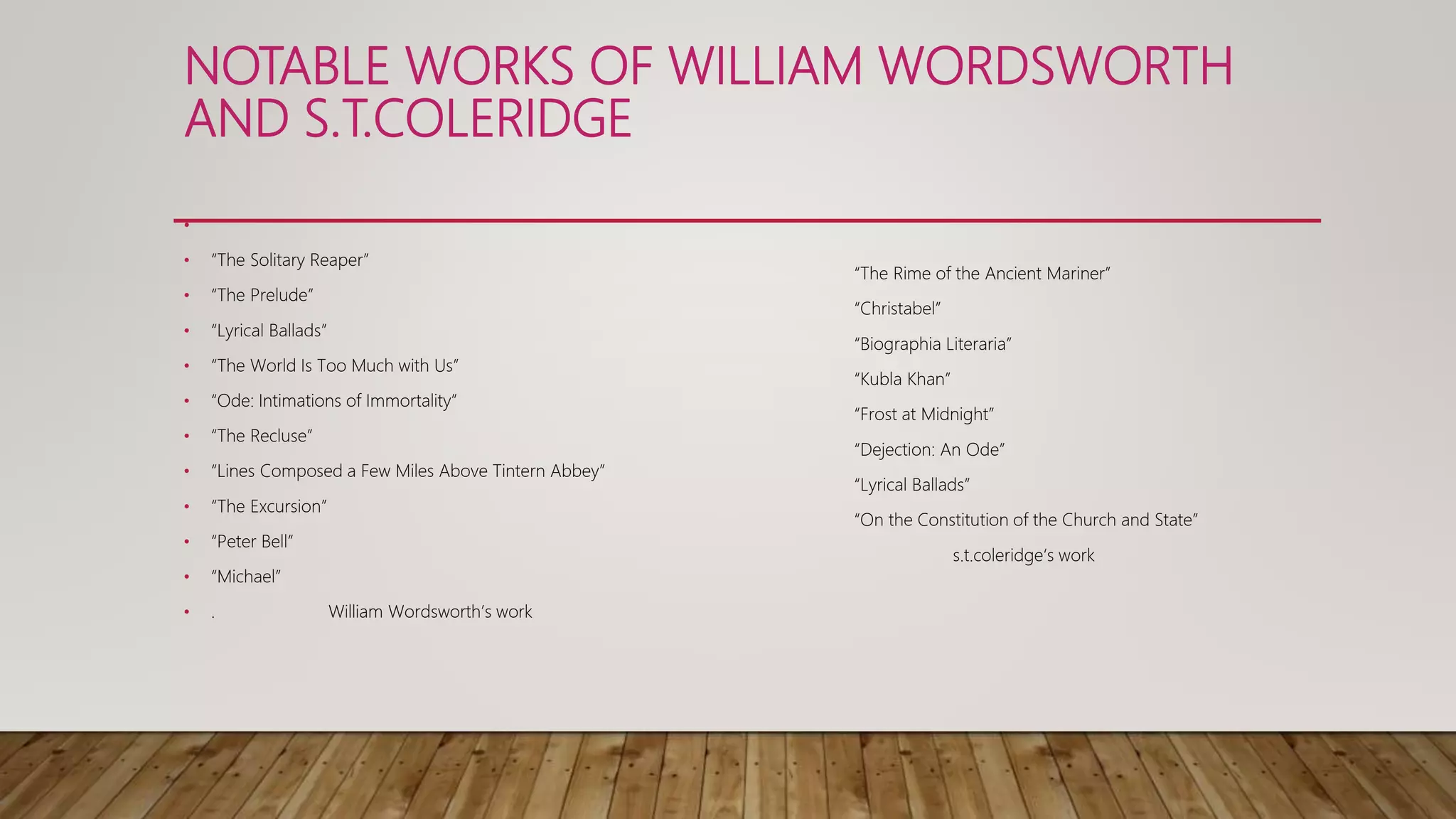 Difference between Wordsworth & Coleridge | PPTX