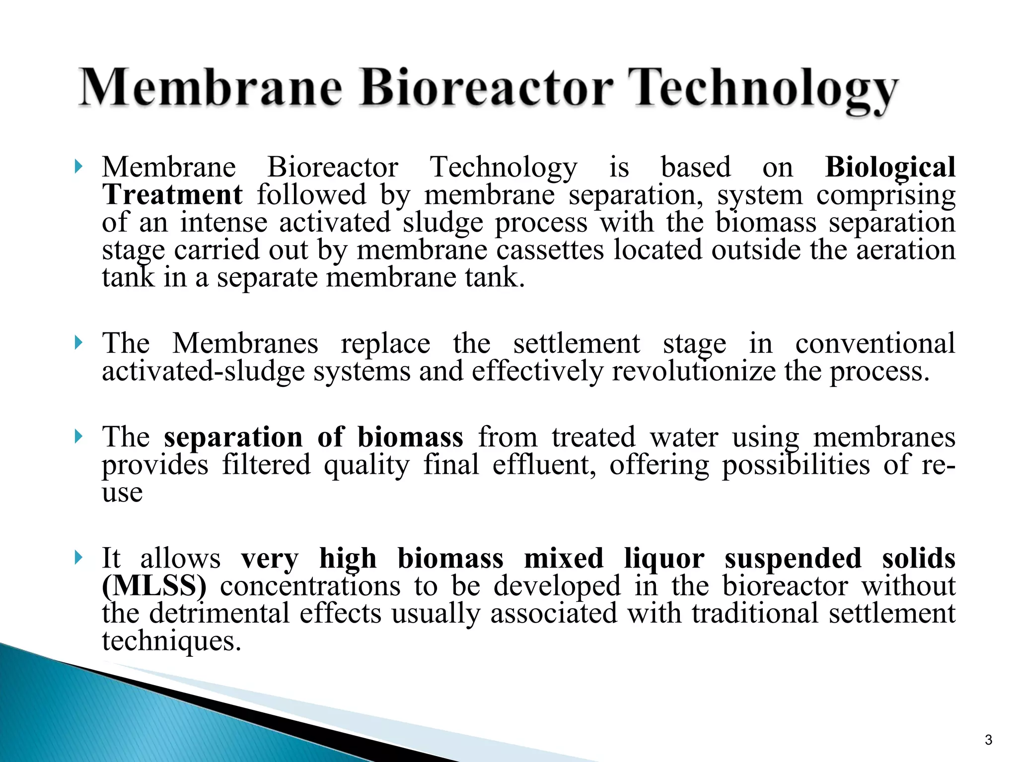 Membrane Bioreactor Technology - An Overview | PPT