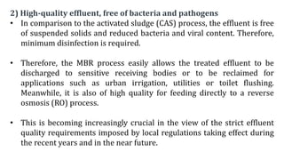 Membrane bioreactor (MBR)for secondary wastewater treatment | PPTX