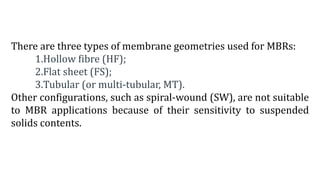 Membrane bioreactor (MBR)for secondary wastewater treatment | PPT