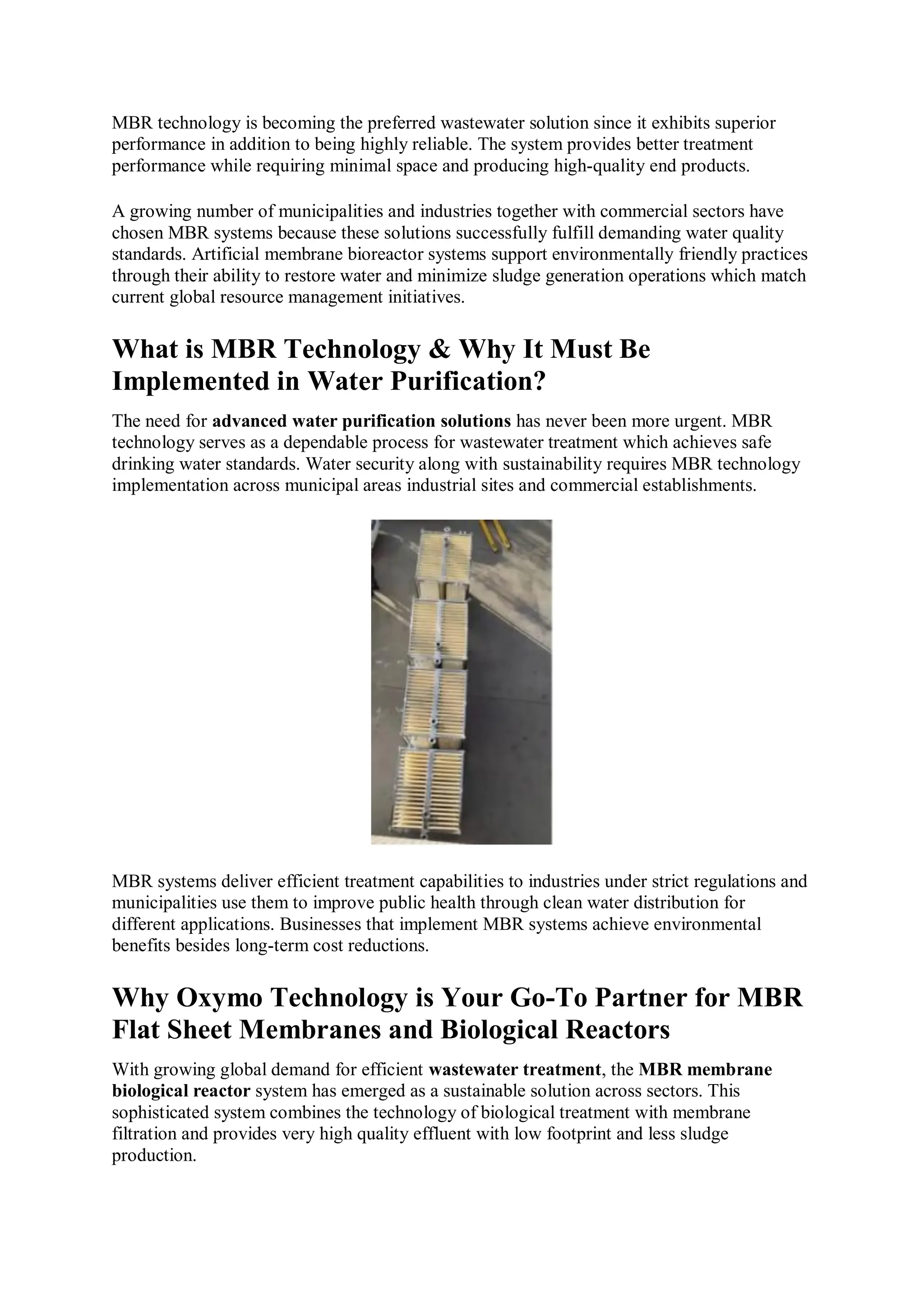 MBR Membrane Bioreactor | MBR Flat Sheet Membrane Manufacturer | PDF