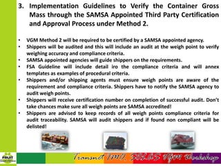 Transnet Port Terminals, IMO, SOLAS VGM workshop by M Brooke | PPT