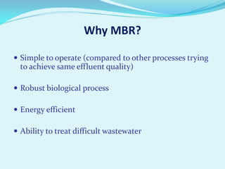 Membrane Bioreactor (MBR) Technology for Decentralized Wastewater Systems | PPT