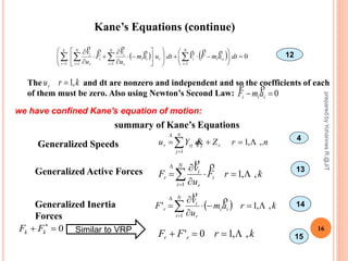 Kane/DeAlbert dynamics for multibody system | PPTX