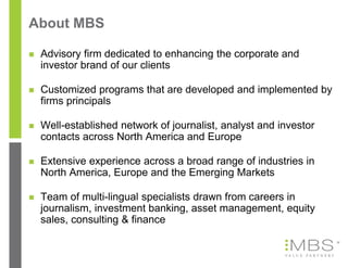 MBS Value PR Credentials | PPT
