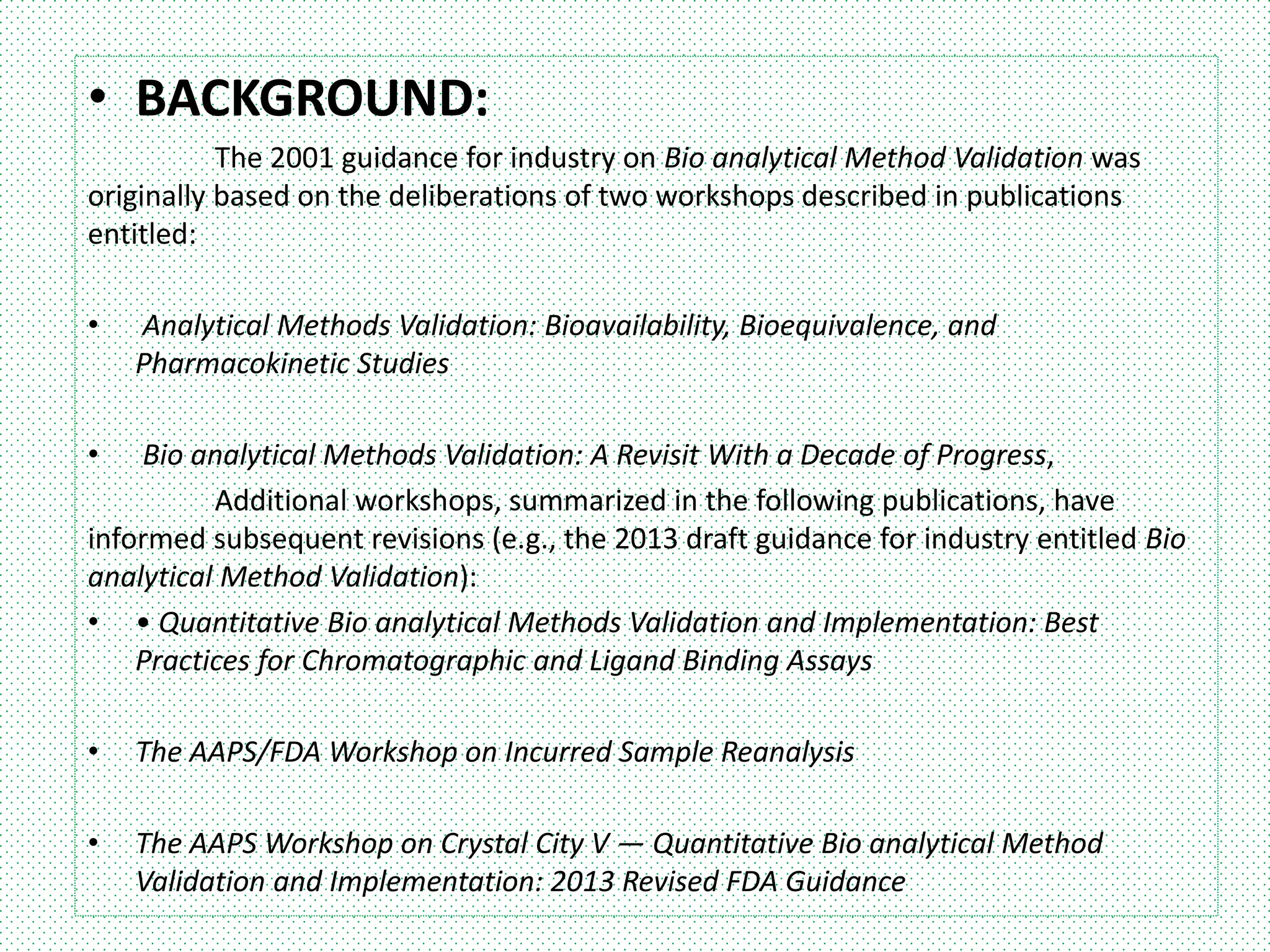 bio analytical method validation usfda guidlines | PPTX