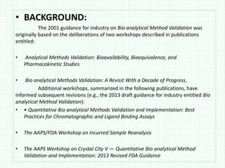 bio analytical method validation usfda guidlines | PPTX