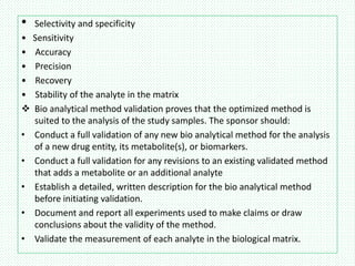 bio analytical method validation usfda guidlines | PPTX
