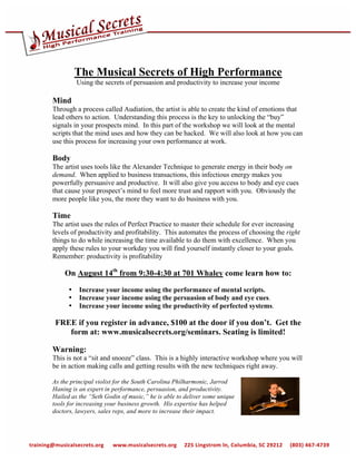 Musical Secrets of High Performance | PDF