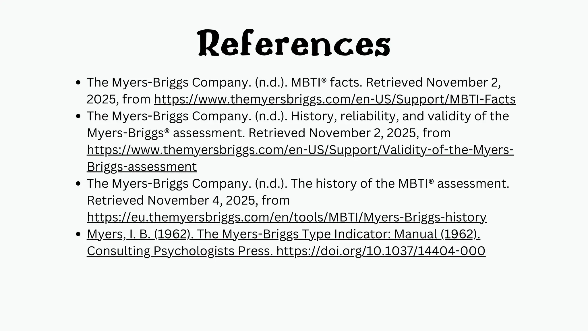 Myers-Briggs Type Indictor - Personality Assessment | PDF