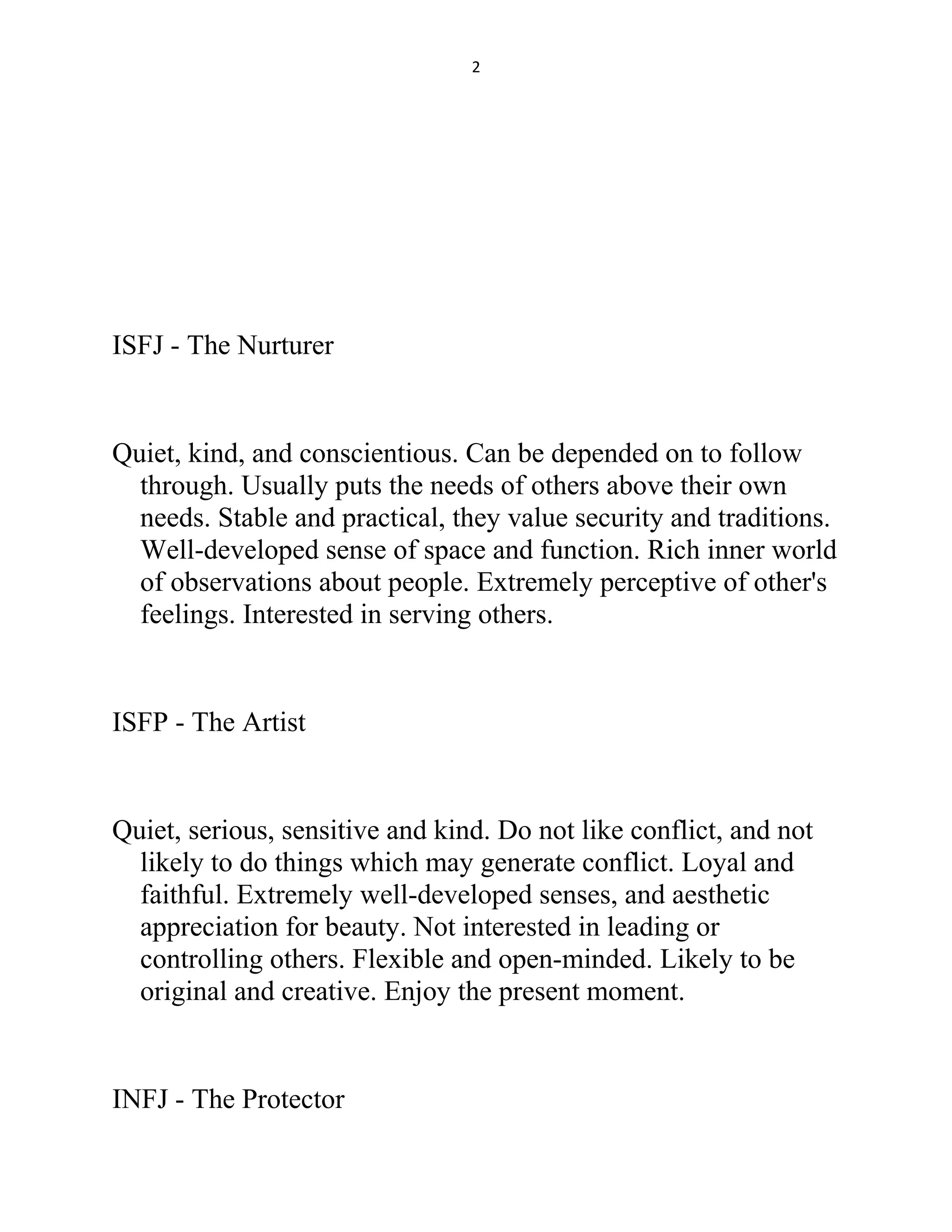 Mbti personality types | DOC