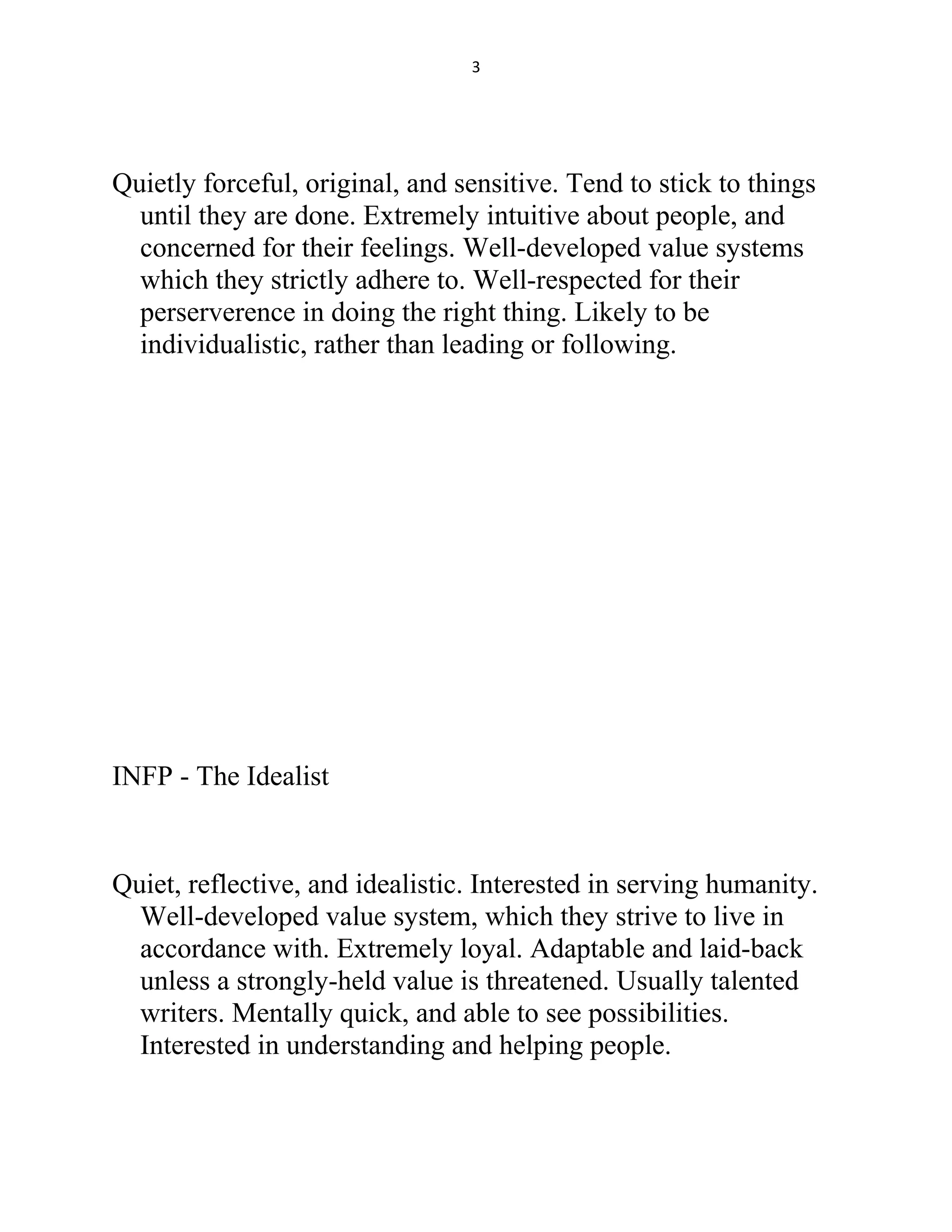 Mbti personality types | DOC