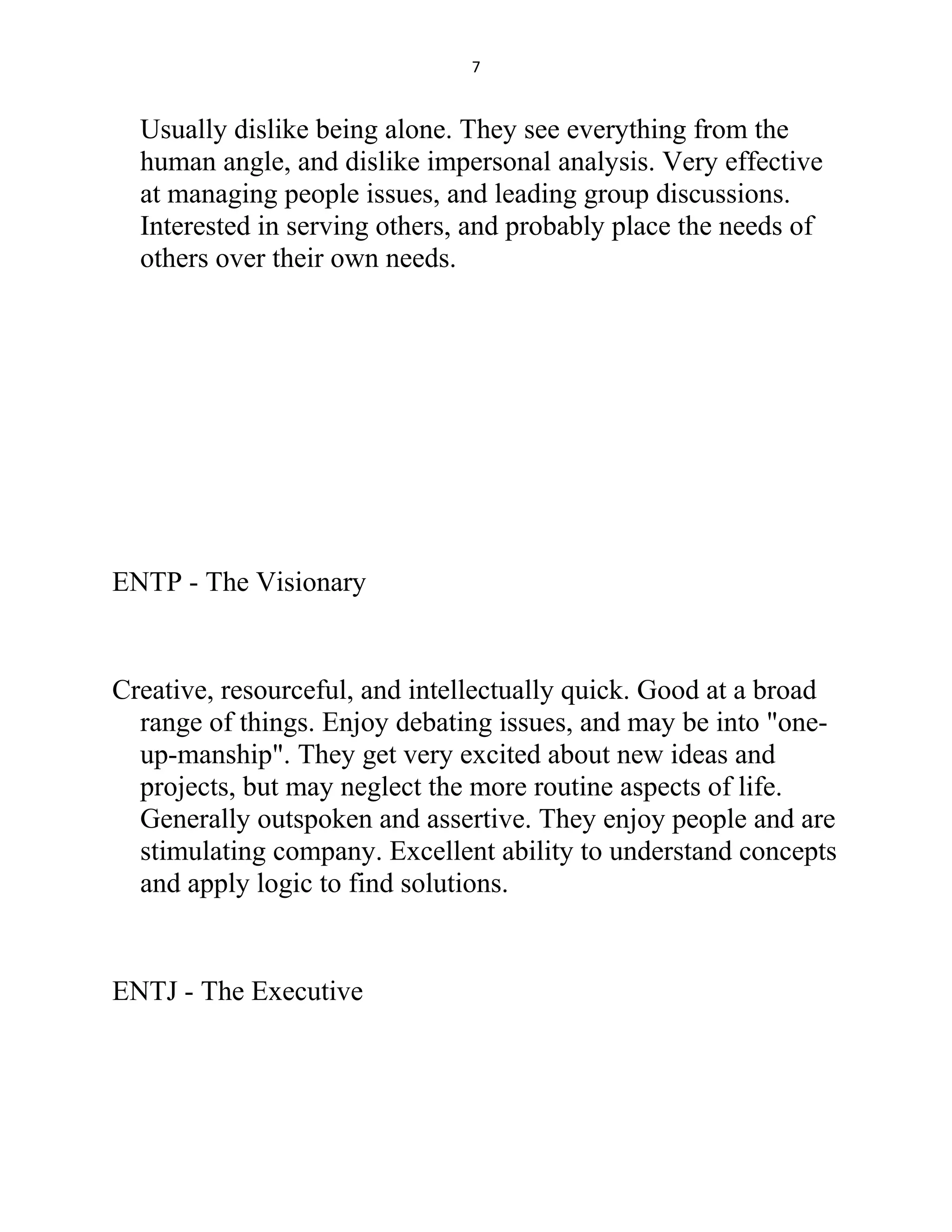 Mbti personality types | DOC