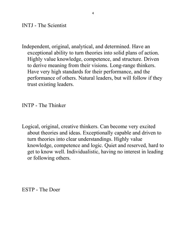 Mbti personality types | DOC | Family and Relationships