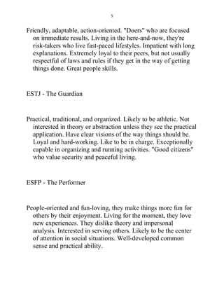 Mbti personality types | DOC