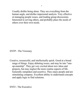 Mbti personality types | DOC