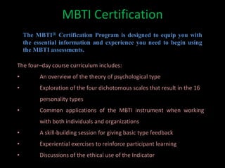Myers Briggs type Indicator (MBTI) | PPTX