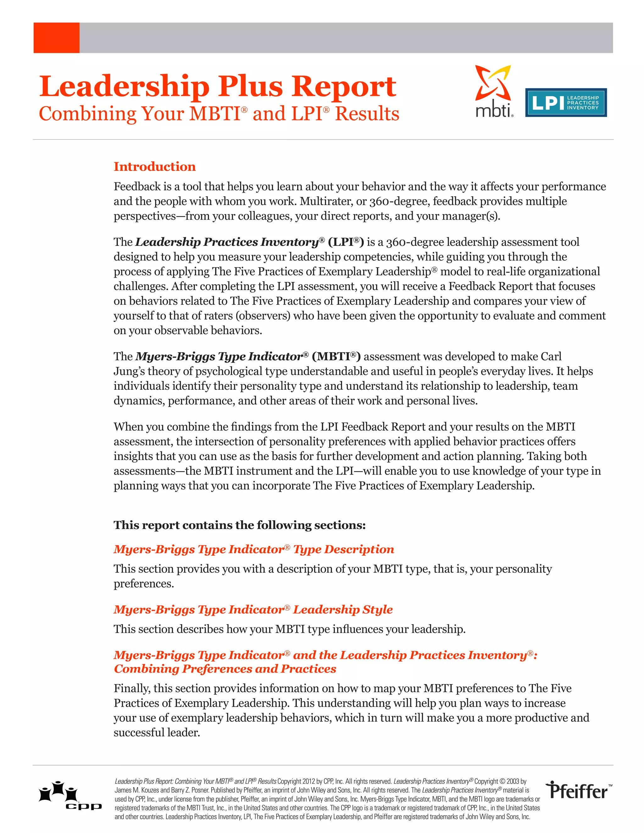 Mbti and lpi leadership plus report | PDF | Business Accounting ...