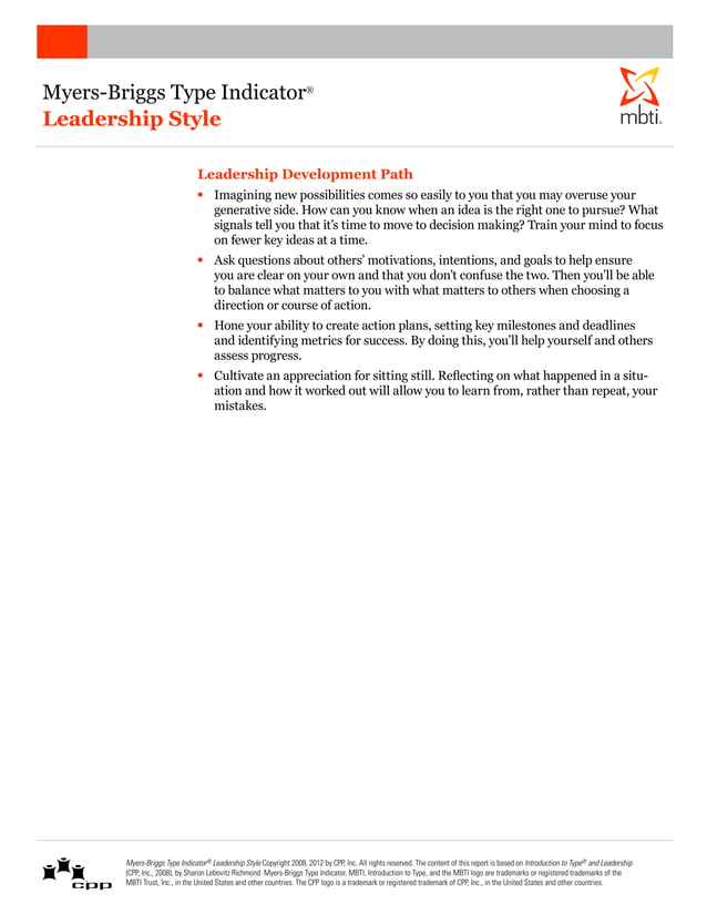 Mbti and lpi leadership plus report | PDF | Business Accounting ...