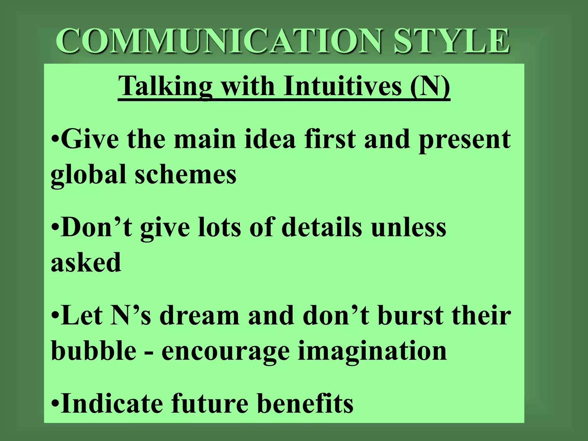 Understanding Myers Briggs to Improve Communications and Build on ...