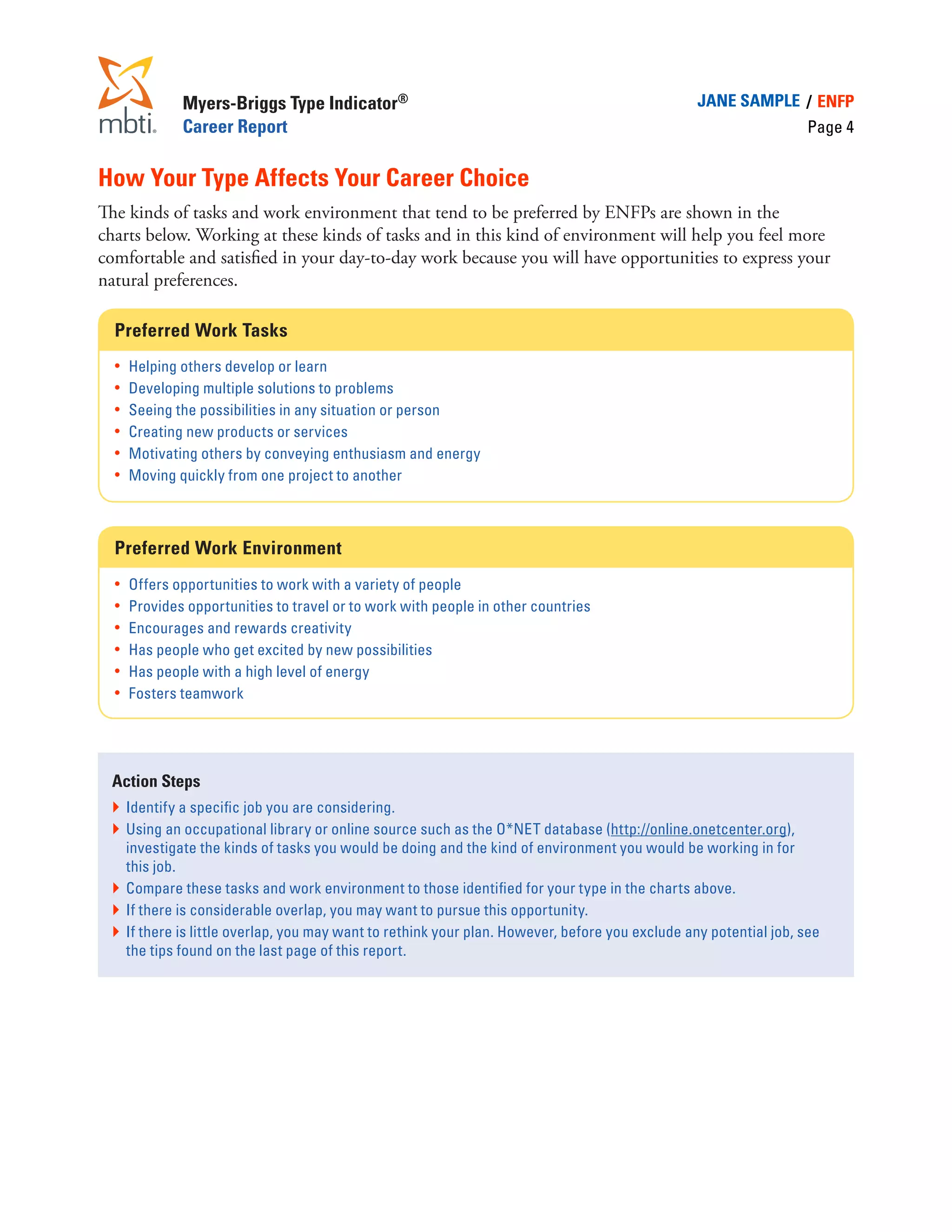 Mbti career report | PDF