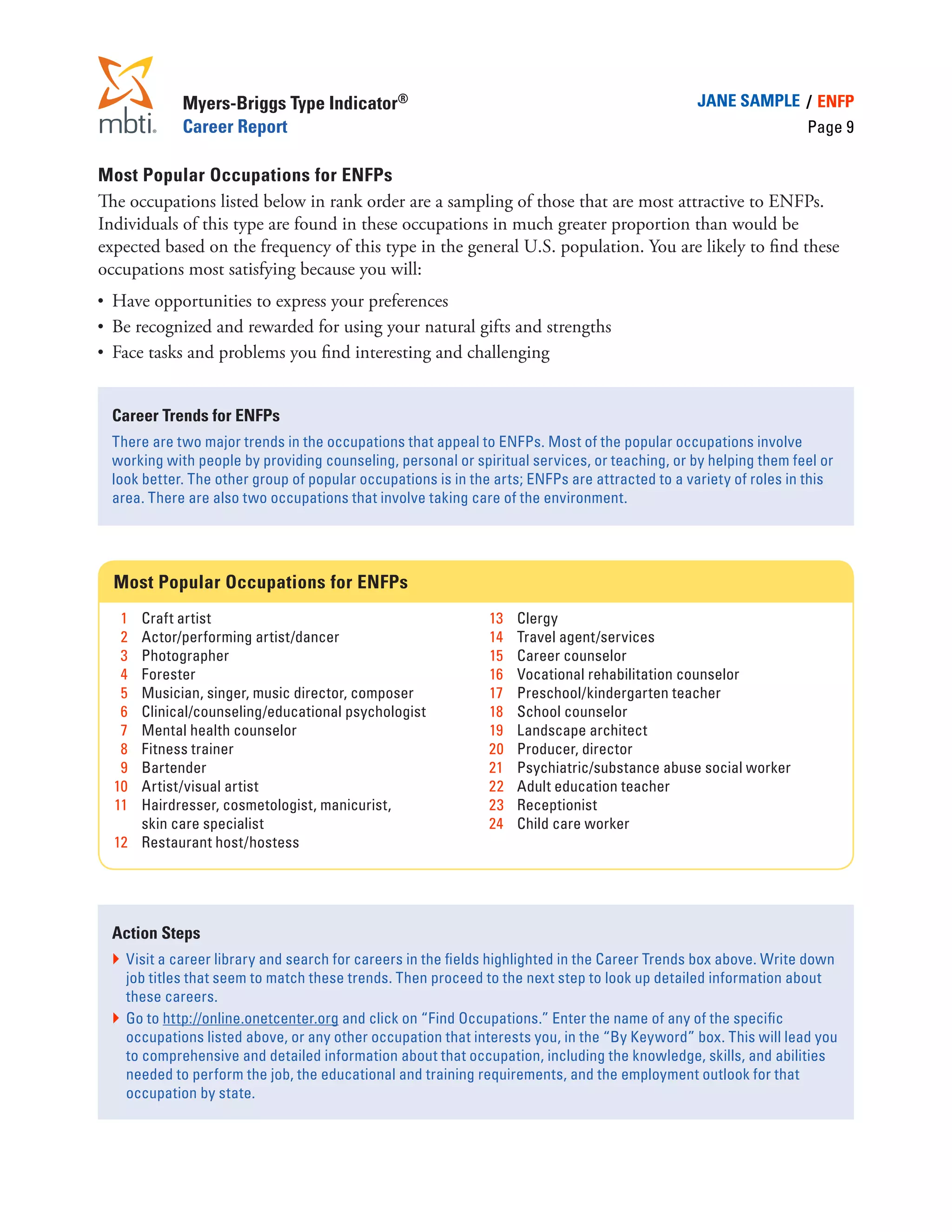 Mbti career report | PDF