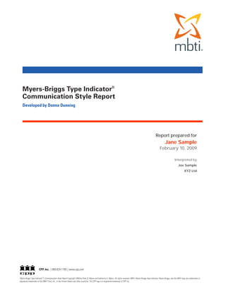 MBTI Communication Style Report | PDF