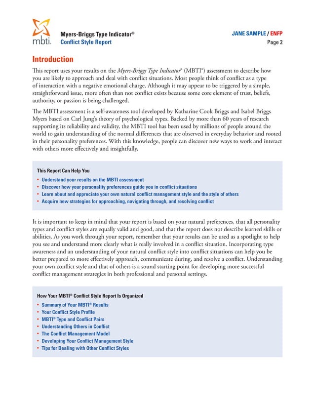 MBTI Conflict Style Report | PDF