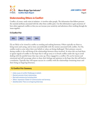 Mbti conflict style report | PDF