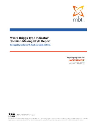 MBTI Decision-Making Style Report | PDF
