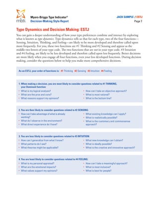 MBTI Decision-Making Style Report | PDF