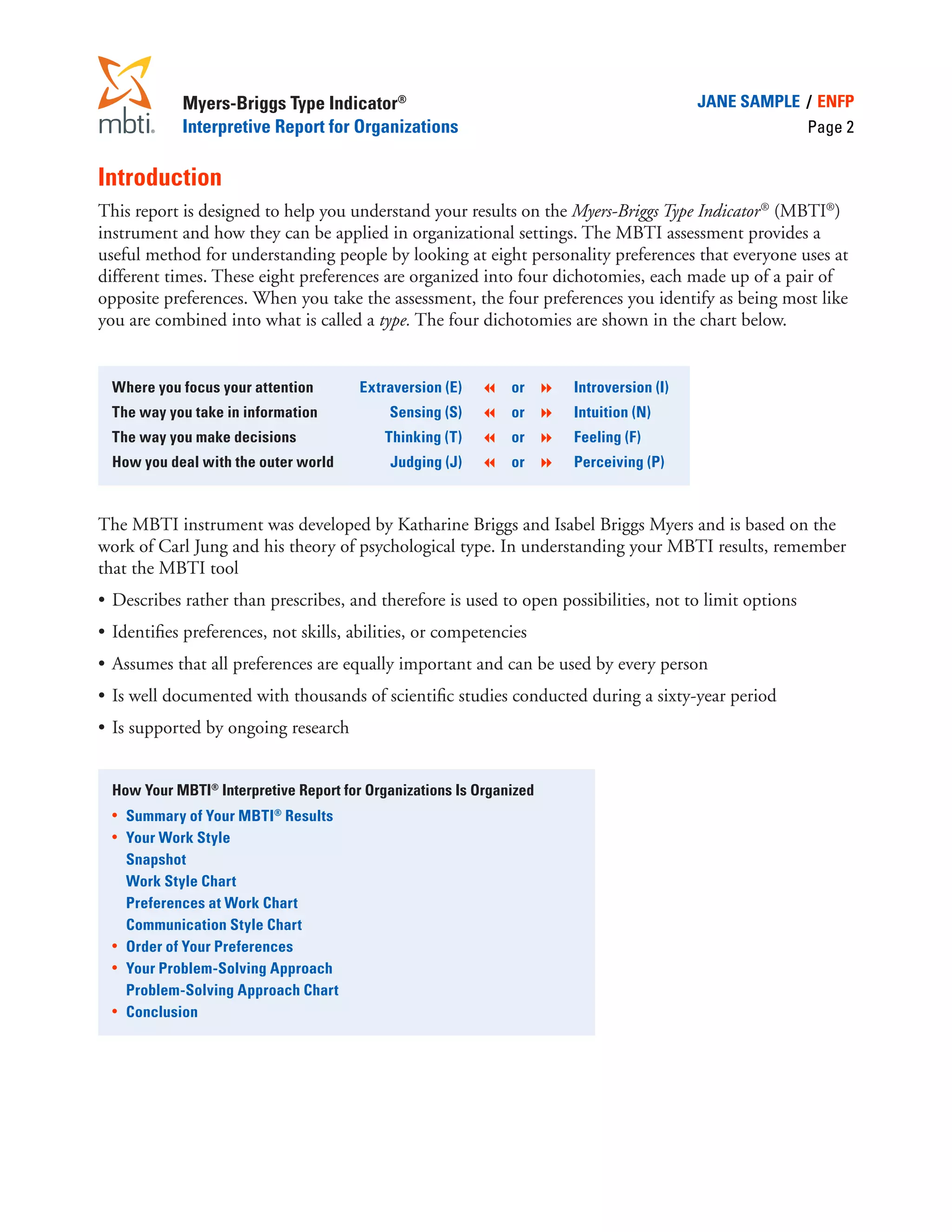 Mbti interpretive report for organizations | PDF