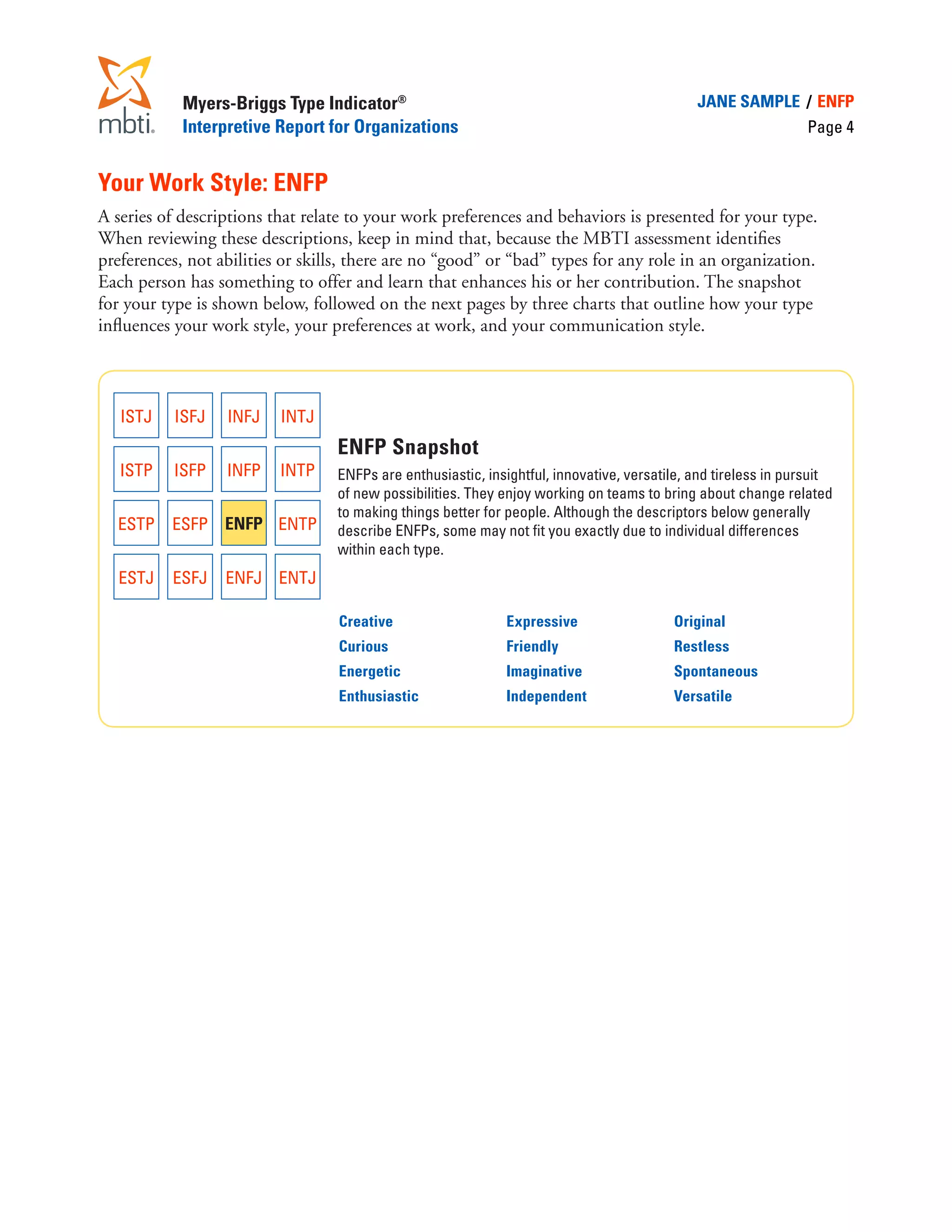 Mbti interpretive report for organizations | PDF