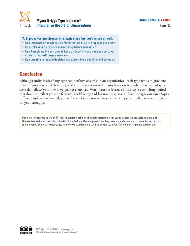 Mbti interpretive report for organizations | PDF