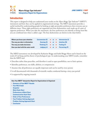 Mbti interpretive report for organizations | PDF
