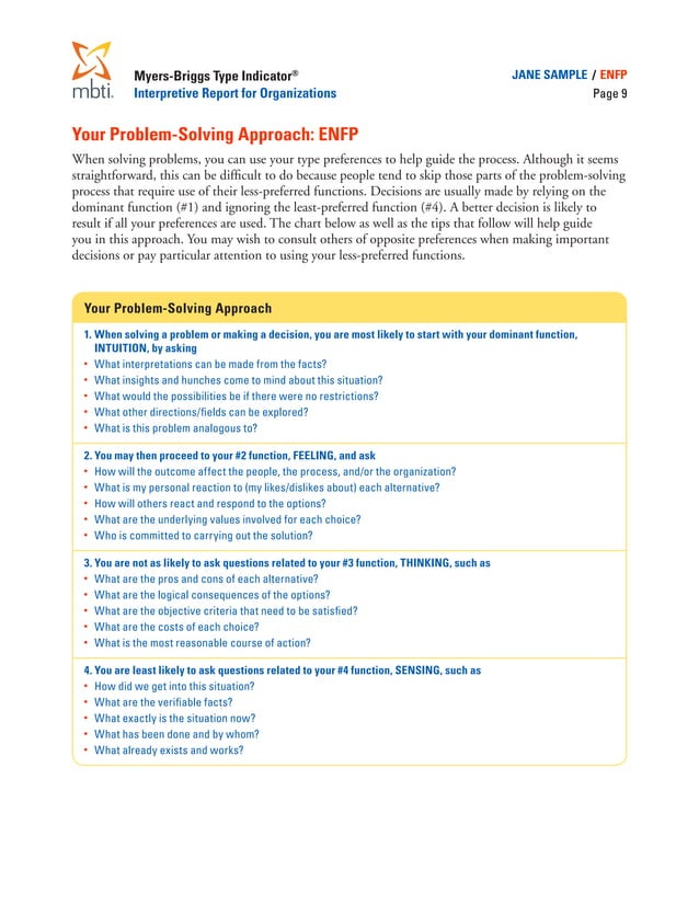 Mbti interpretive report for organizations | PDF