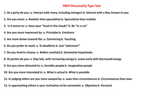 MBTI Personality types ppt 2 | PPTX