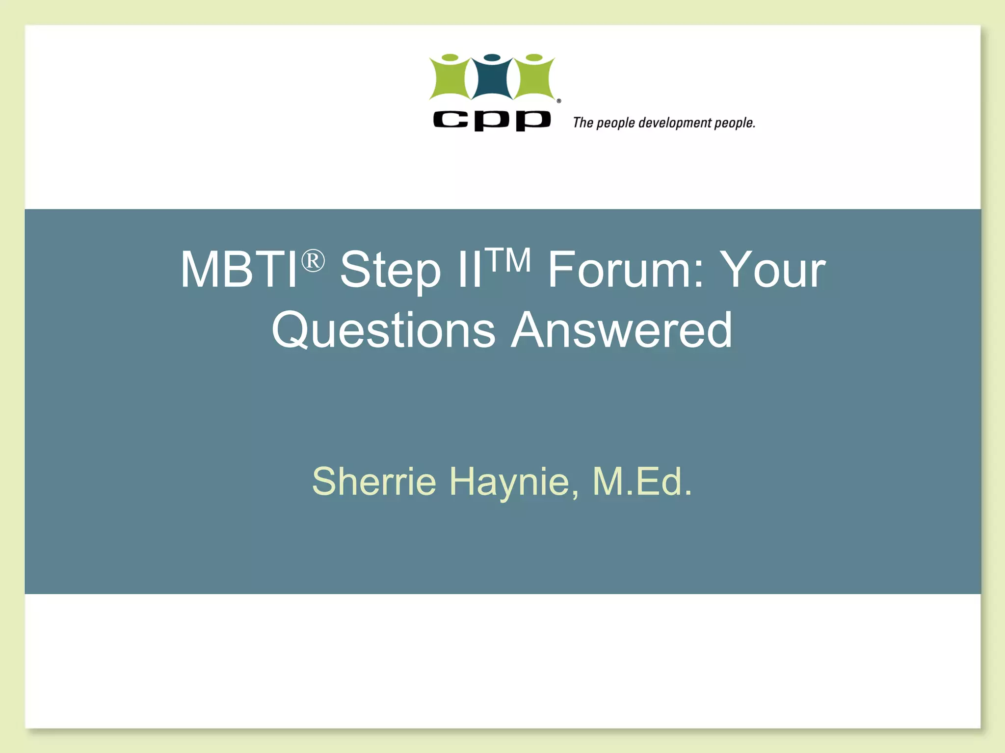 Mbti® Step Ii Explained Ppt